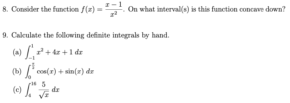Solved 8. Consider the function f(x) 2 - 1 x2 On what | Chegg.com