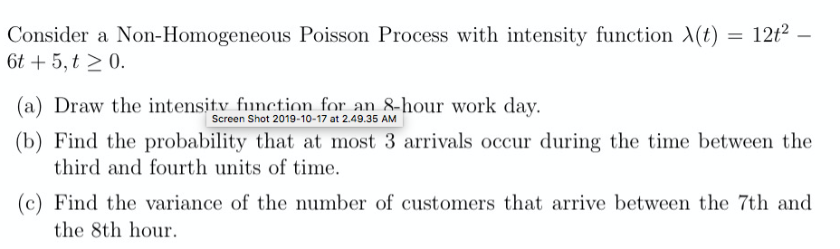 Solved = 12t2 – Consider a Non-Homogeneous Poisson Process | Chegg.com