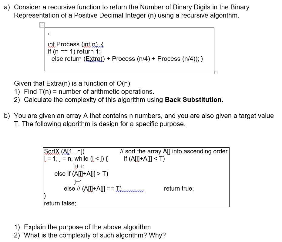 Solved Consider a recursive function to return the Number of | Chegg.com