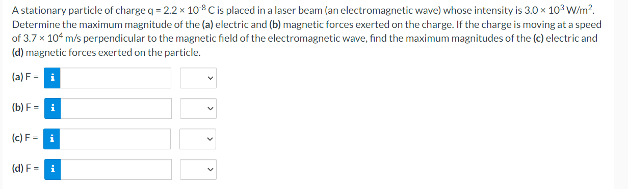 Solved A stationary particle of charge q=2.2×10−8C is placed | Chegg.com