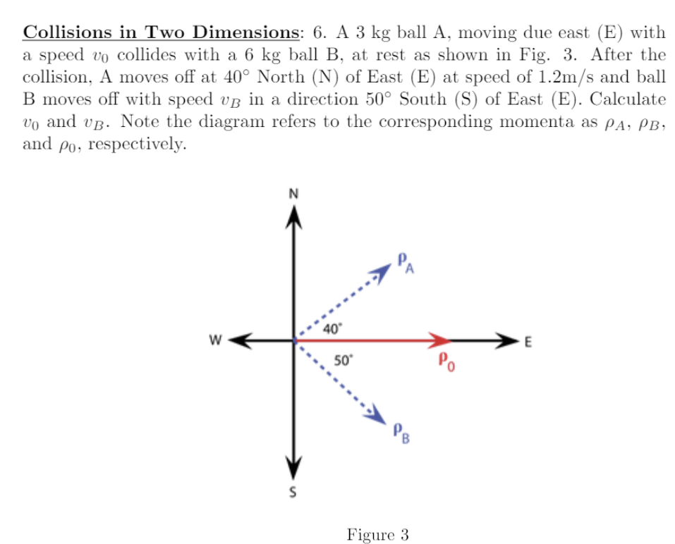 Solved Collisions in Two Dimensions: 6. ﻿A 3kg ﻿ball A, | Chegg.com