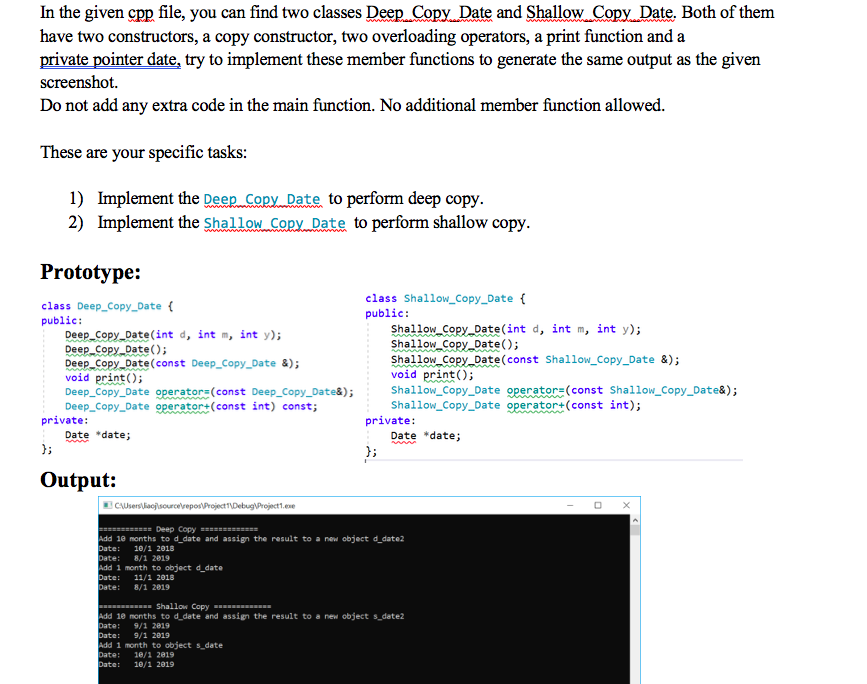 Solved In the given cpp file, you can find two classes Deep | Chegg.com