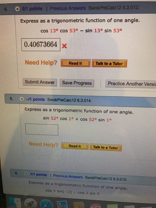 Solved Express as a trigonometric function of one angle. | Chegg.com