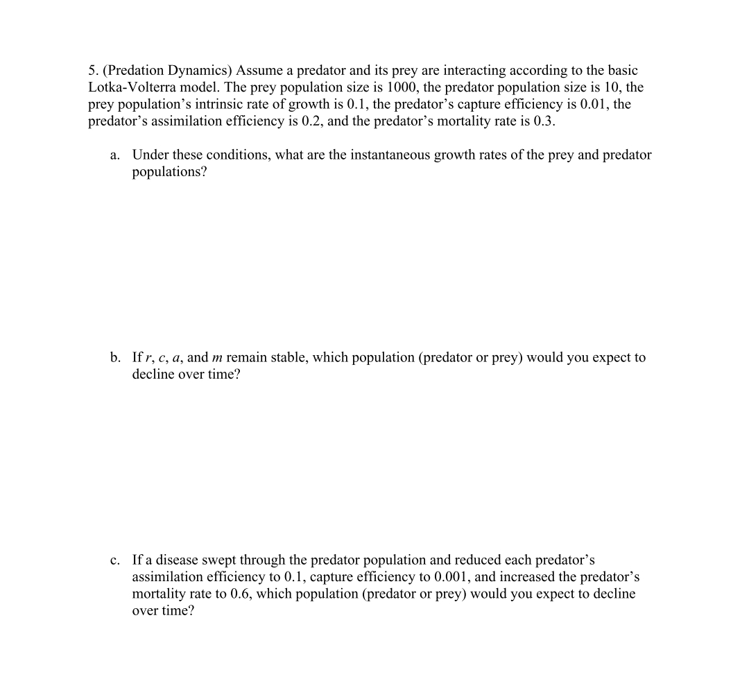 Solved 1. (Population Dynamics) A population of birds | Chegg.com