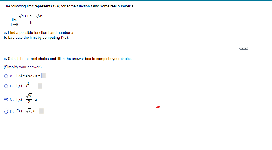 Solved The following limit represents f'(a) ﻿for some | Chegg.com