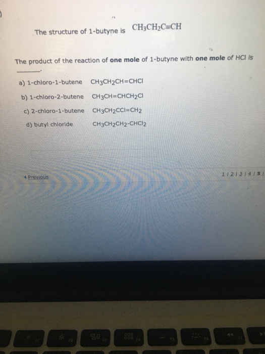 Solved The structure of 1-butyne is CHjCH2C CH The product | Chegg.com