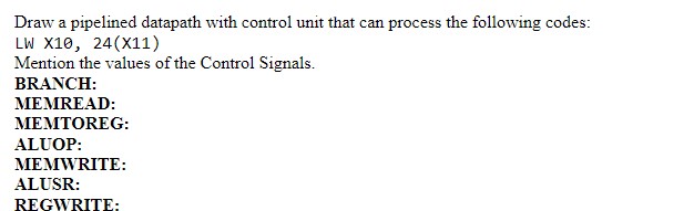 Solved Draw a pipelined datapath with control unit that can | Chegg.com