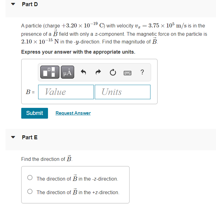 Solved A particle (charge +3.20×10−19C ) with velocity | Chegg.com