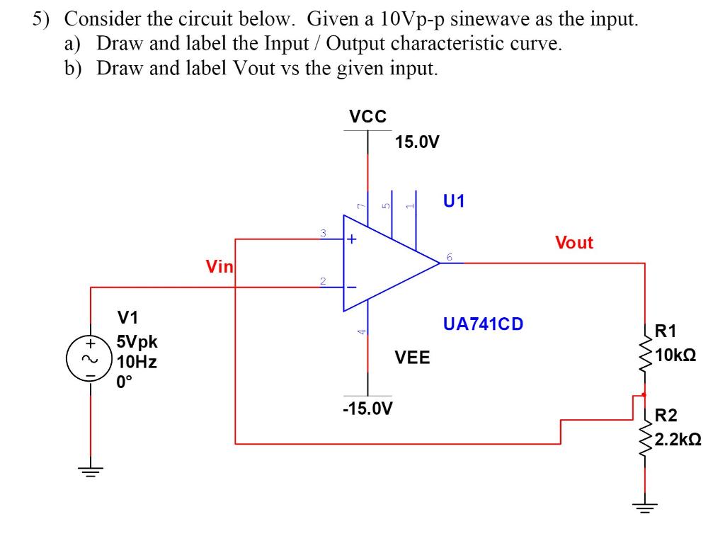 Solved 5) Consider the circuit below. Given a 10Vp-p | Chegg.com
