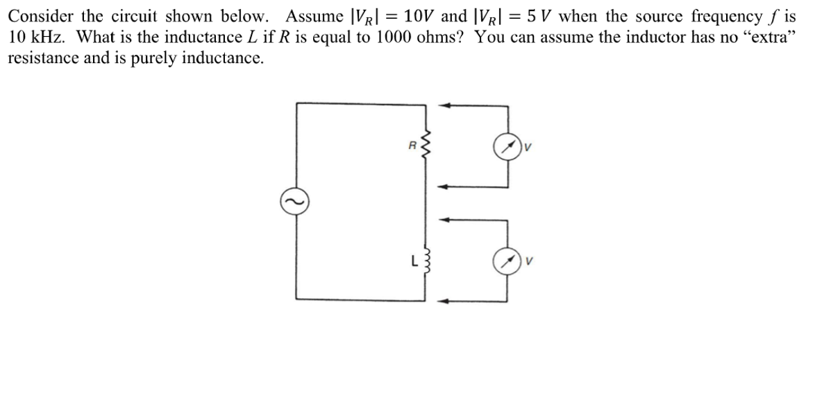 Solved Consider the circuit shown below. Assume [VR= 10V and | Chegg.com