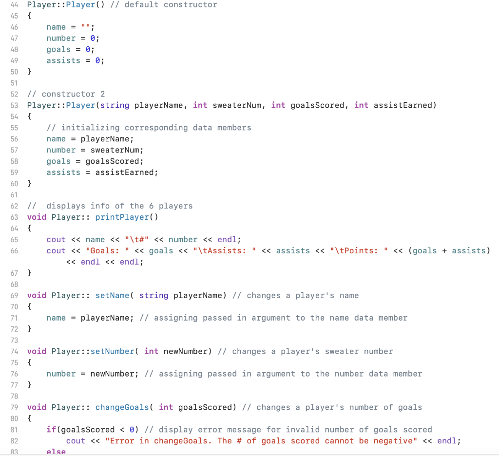 Solved For this assignment, modify the Player class from | Chegg.com