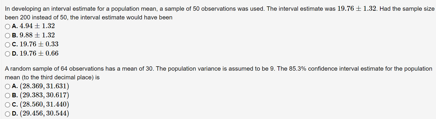 Solved In developing an interval estimate for a population | Chegg.com
