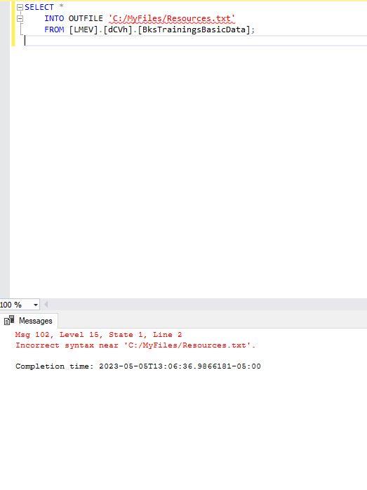 Solved Into Outfile C Myfiles Resources Txt From [lmev]