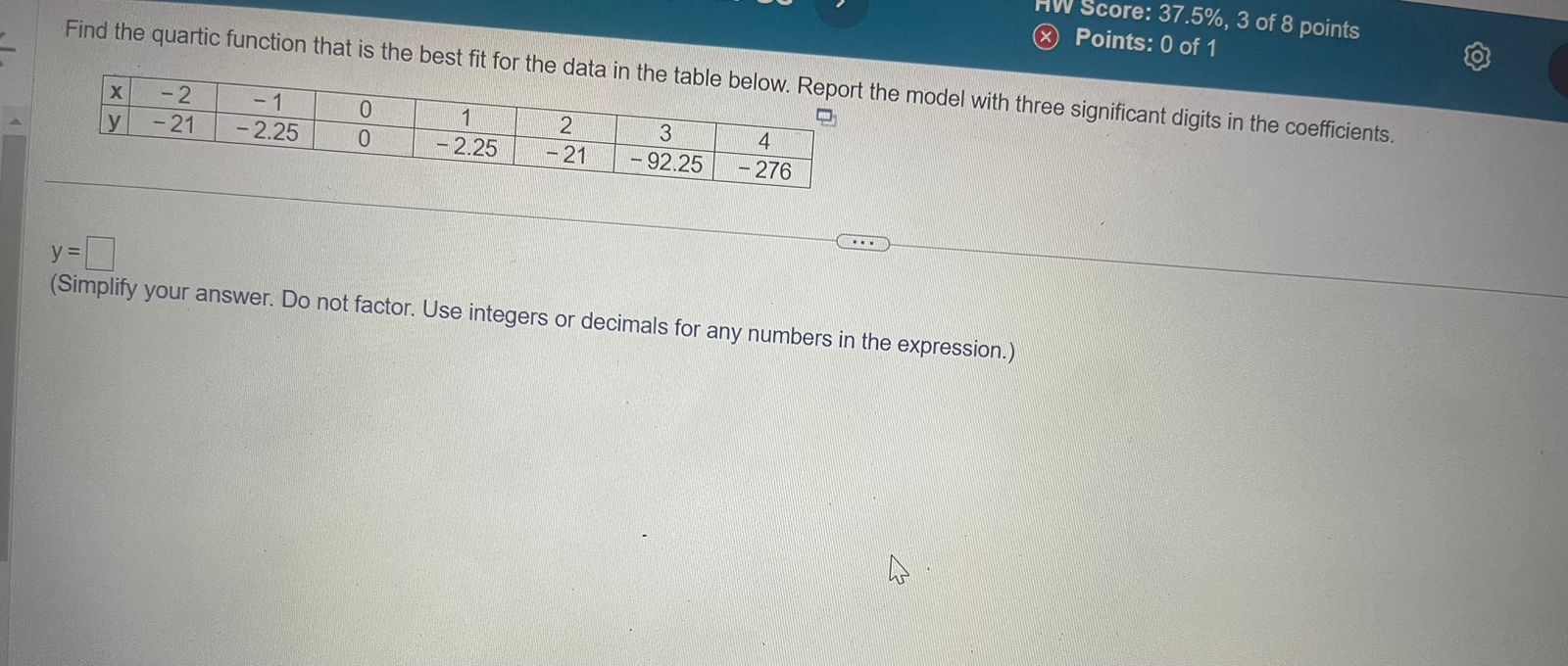 Solved Find the quartic function that is the best fit for th | Chegg.com