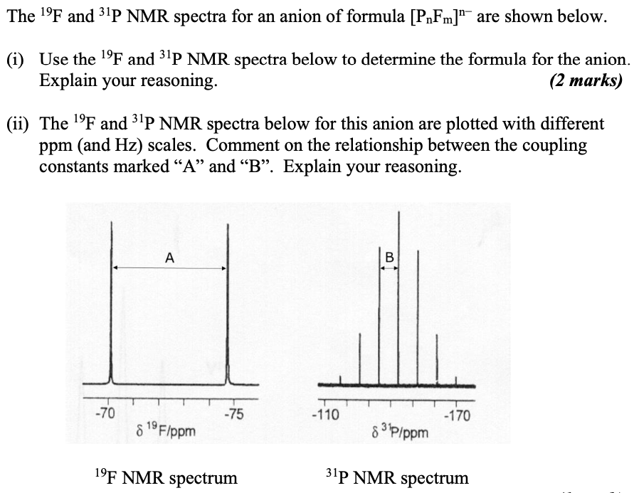 Solved The 19F and 31P NMR spectra for an anion of formula | Chegg.com