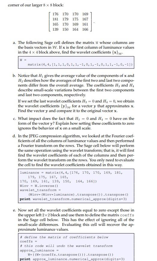 corner of our larger 8×8 block: | Chegg.com