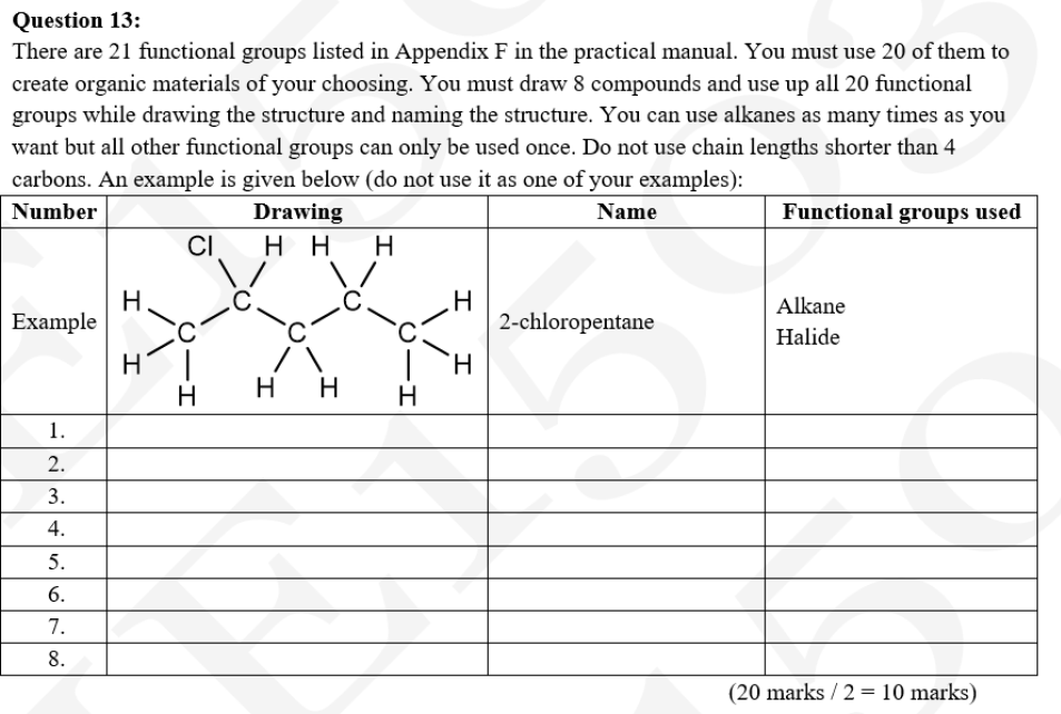 Solved Question 13: There are 21 ﻿functional groups listed | Chegg.com