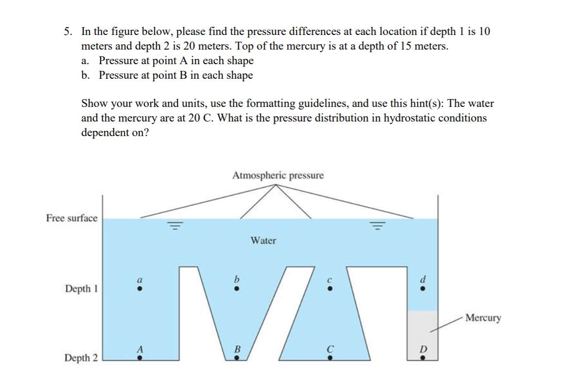 Solved 5. In the figure below, please find the pressure | Chegg.com