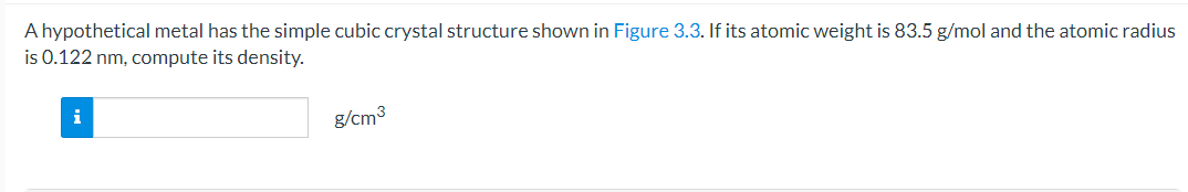 Solved A hypothetical metal has the simple cubic crystal | Chegg.com