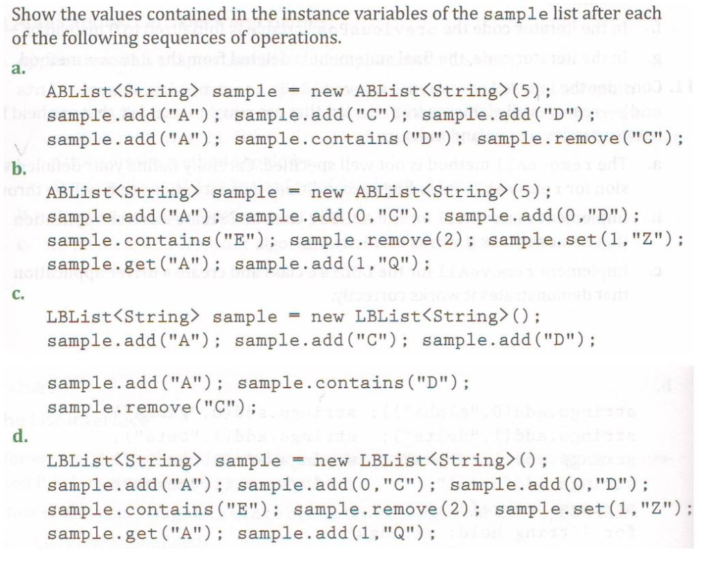 Solved Show the values contained in the instance variables | Chegg.com