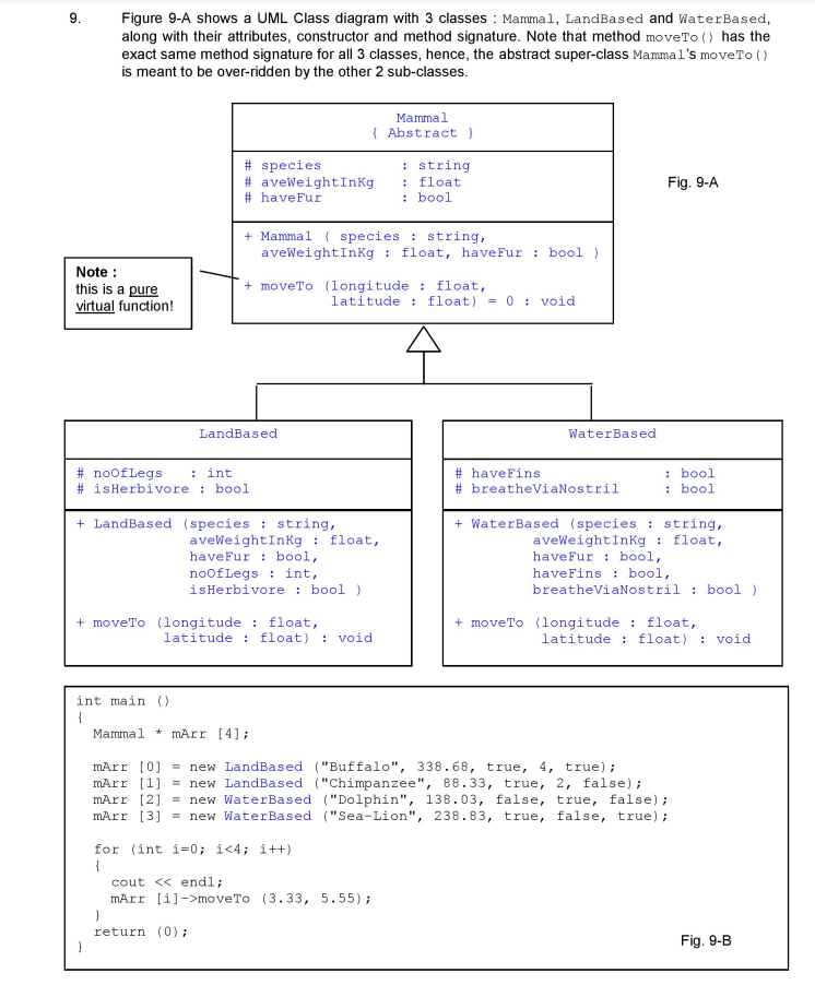 Solved 9. Figure 9-A shows a UML Class diagram with 3 | Chegg.com
