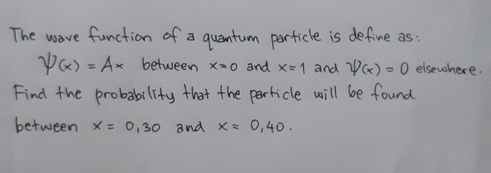 Solved The wave function of a quantum particle is define as: | Chegg.com
