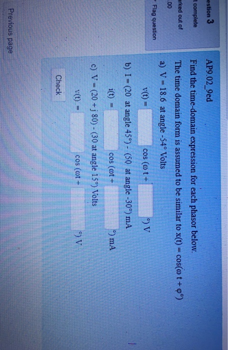 Solved estion 3 copleteFind the time-domain expression for | Chegg.com