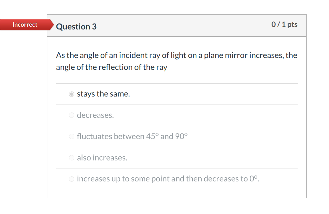 Solved Incorrect Question 3 0/1 pts As the angle of an | Chegg.com Solved Incorrect Question 3 0/1 pts As the angle of an | Chegg.com