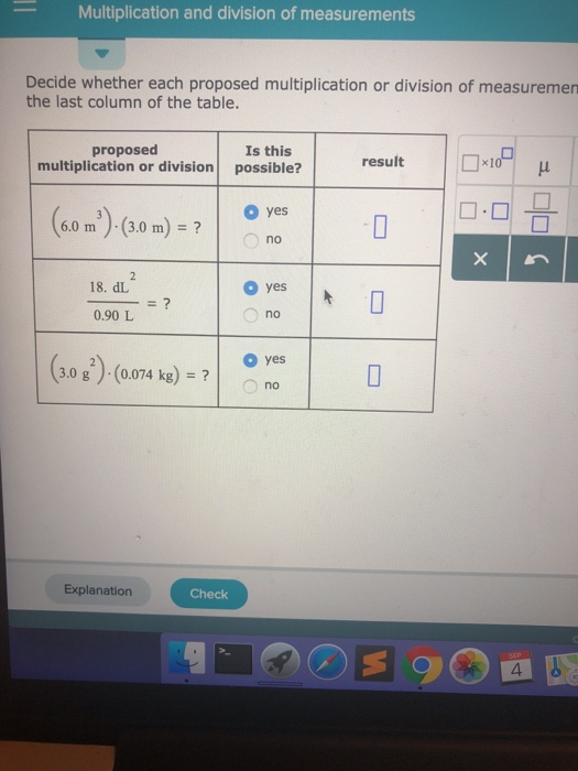 Solved Multiplication and division of measurements Decide | Chegg.com
