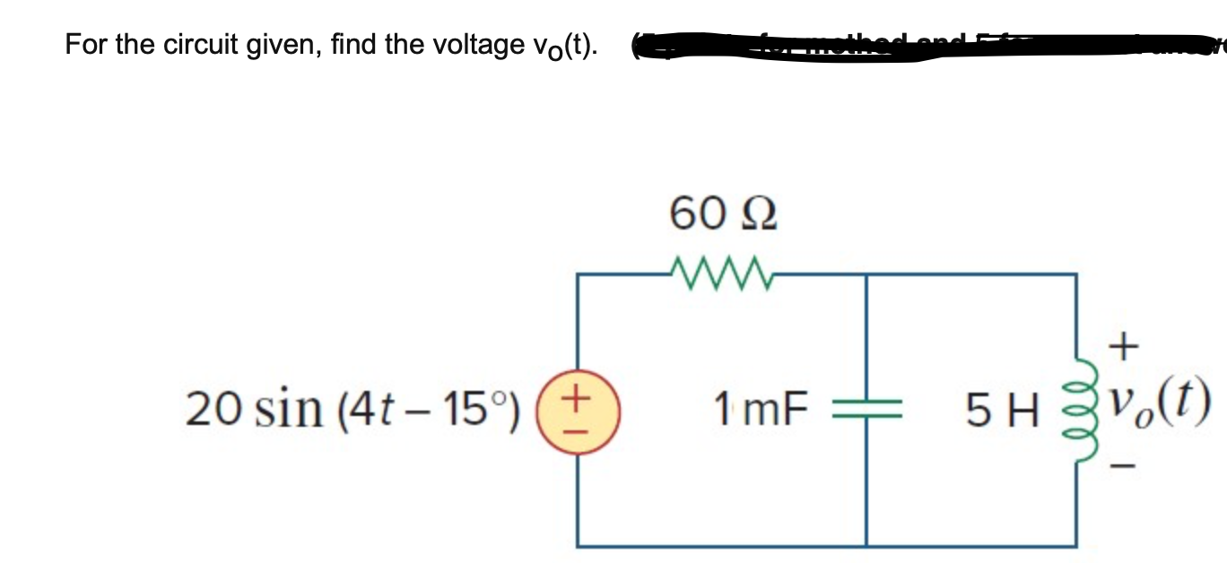 Solved For the circuit given, find the voltage vo(t). 60 92 | Chegg.com