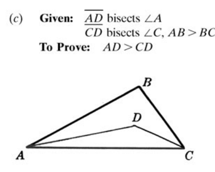 Solved (c) Given: AD bisects LA CD bisects ZC, AB > BC To | Chegg.com