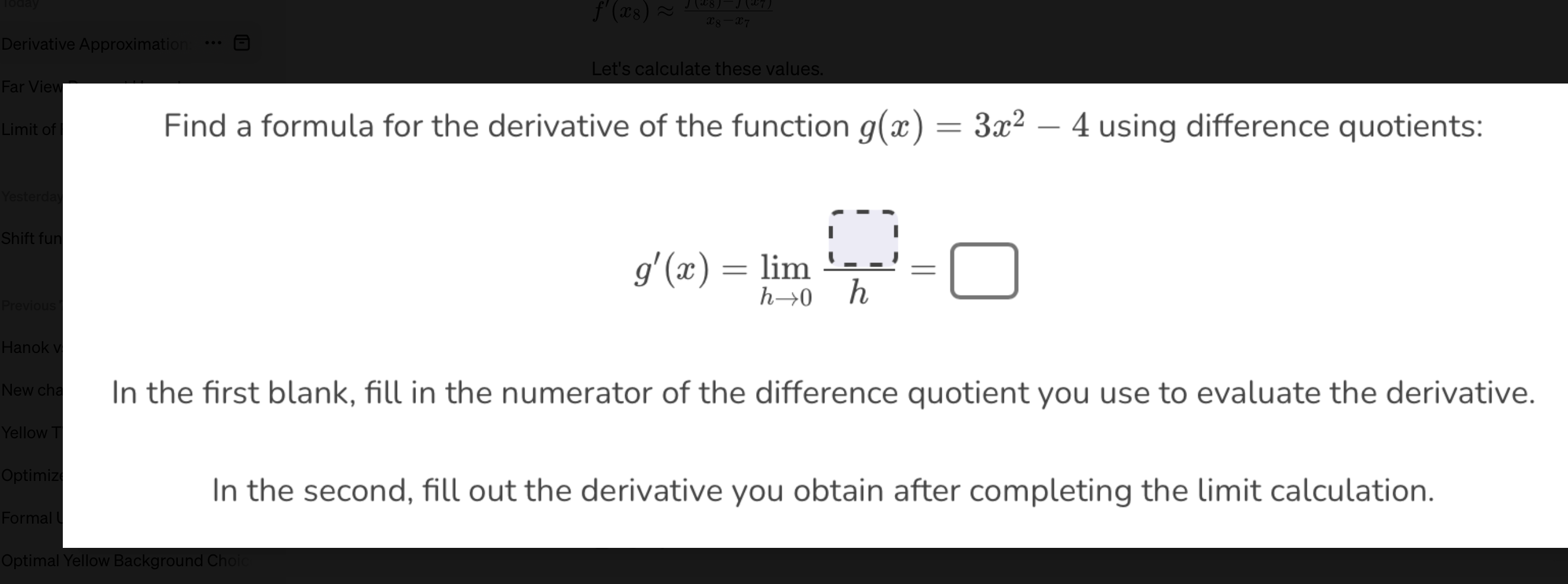 Solved Find a formula for the derivative of the function | Chegg.com
