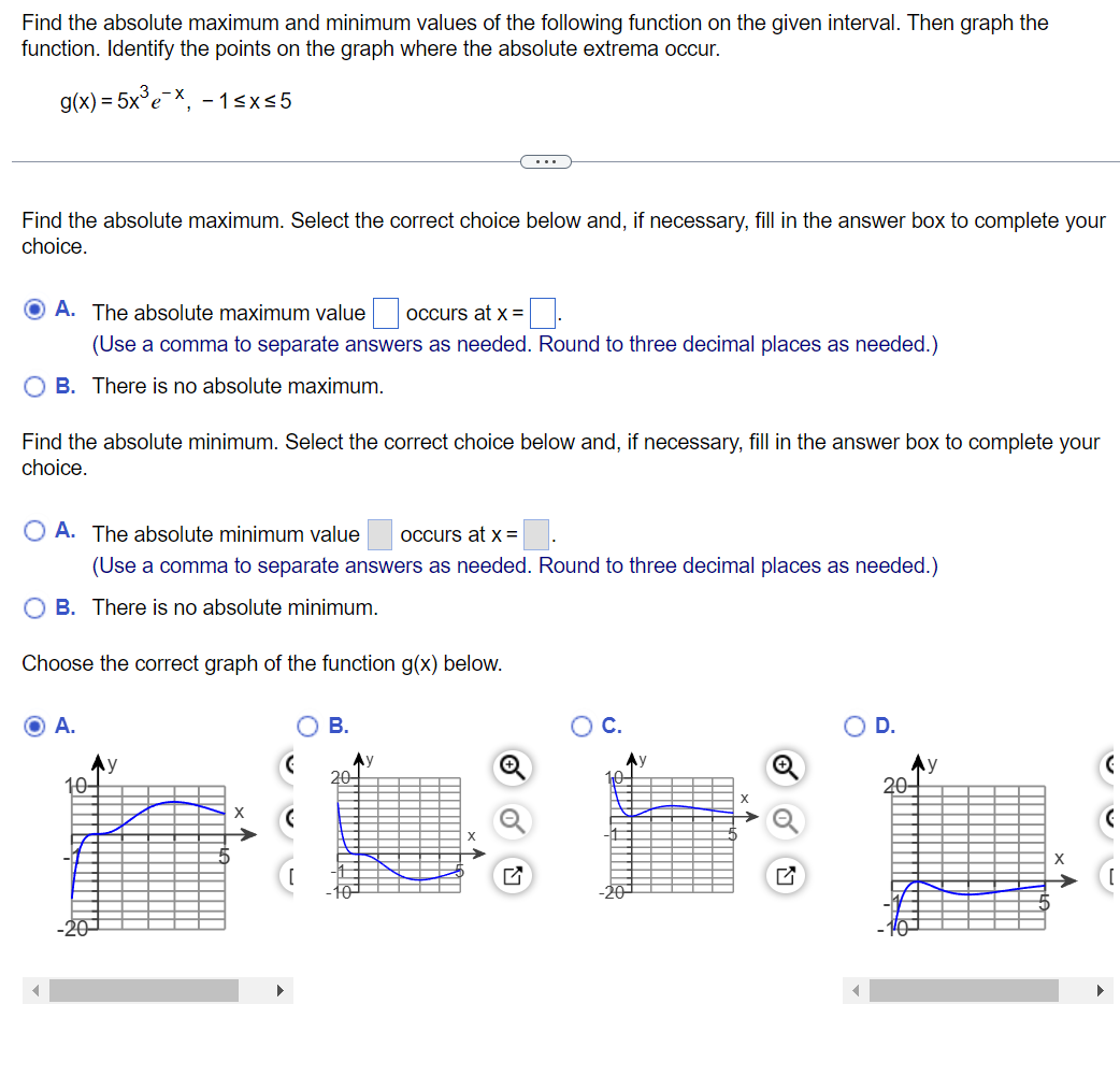 Solved Find the absolute maximum and minimum values of the | Chegg.com