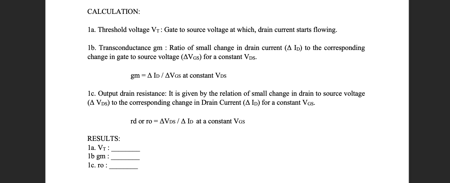 Solved OUTPUT / DRAIN CHARACTERISTICS | Chegg.com