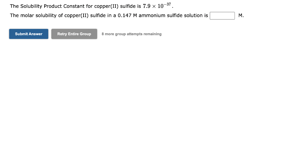 Solved The Solubility Product Constant for copper(II) | Chegg.com