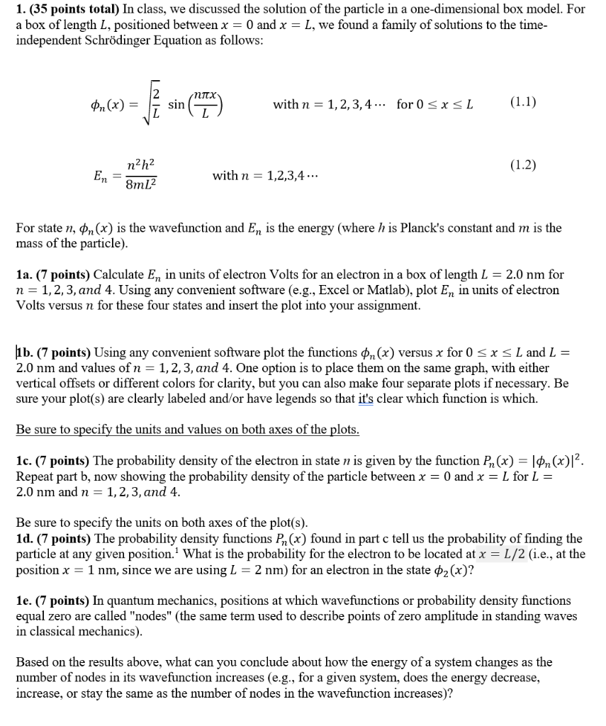 Solved 1. (35 points total) In class, we discussed the | Chegg.com