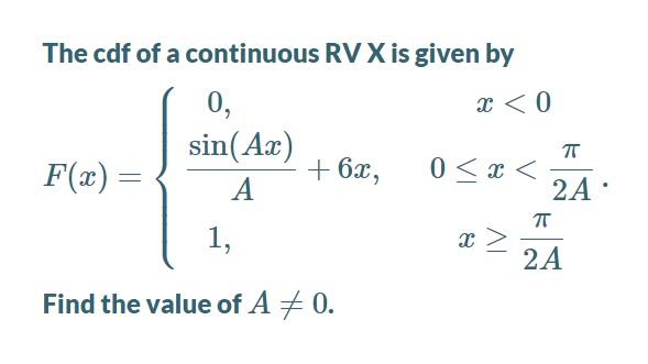 Solved TT The cdf of a continuous RV X is given by 0, x