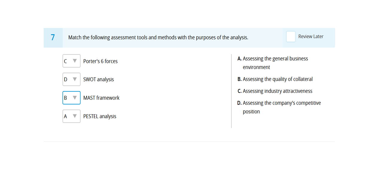 Solved 7 Match the following assessment tools and methods | Chegg.com