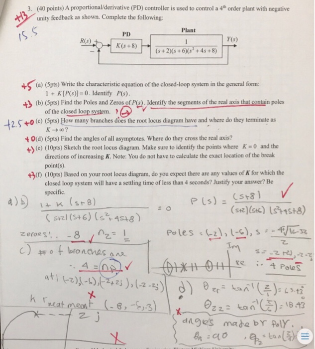 Solved (40 points) A proportional/derivative (PD) controller | Chegg.com