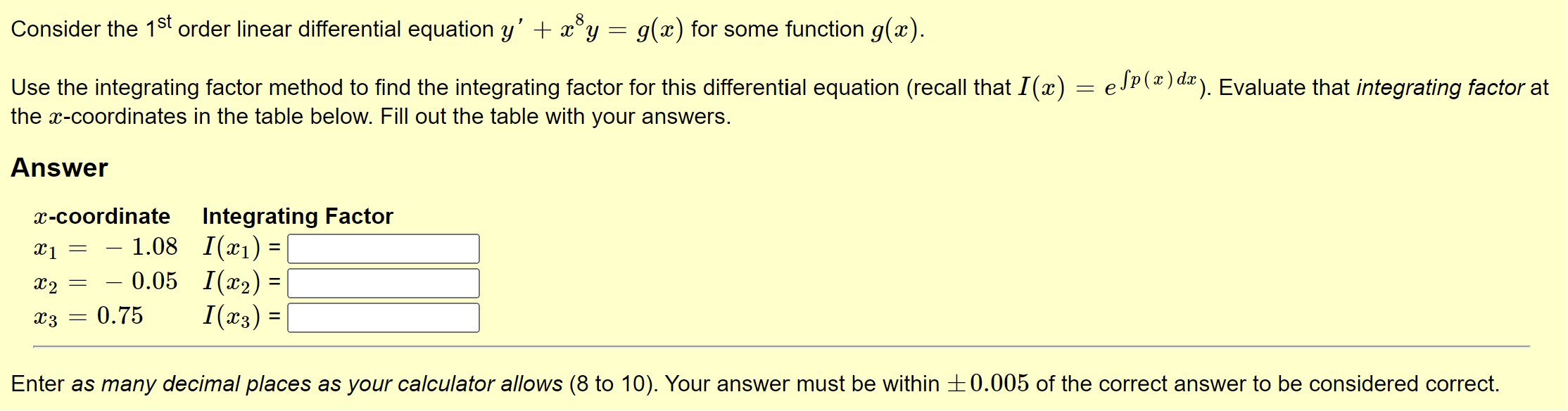 Solved Consider the 1st order linear differential equation | Chegg.com