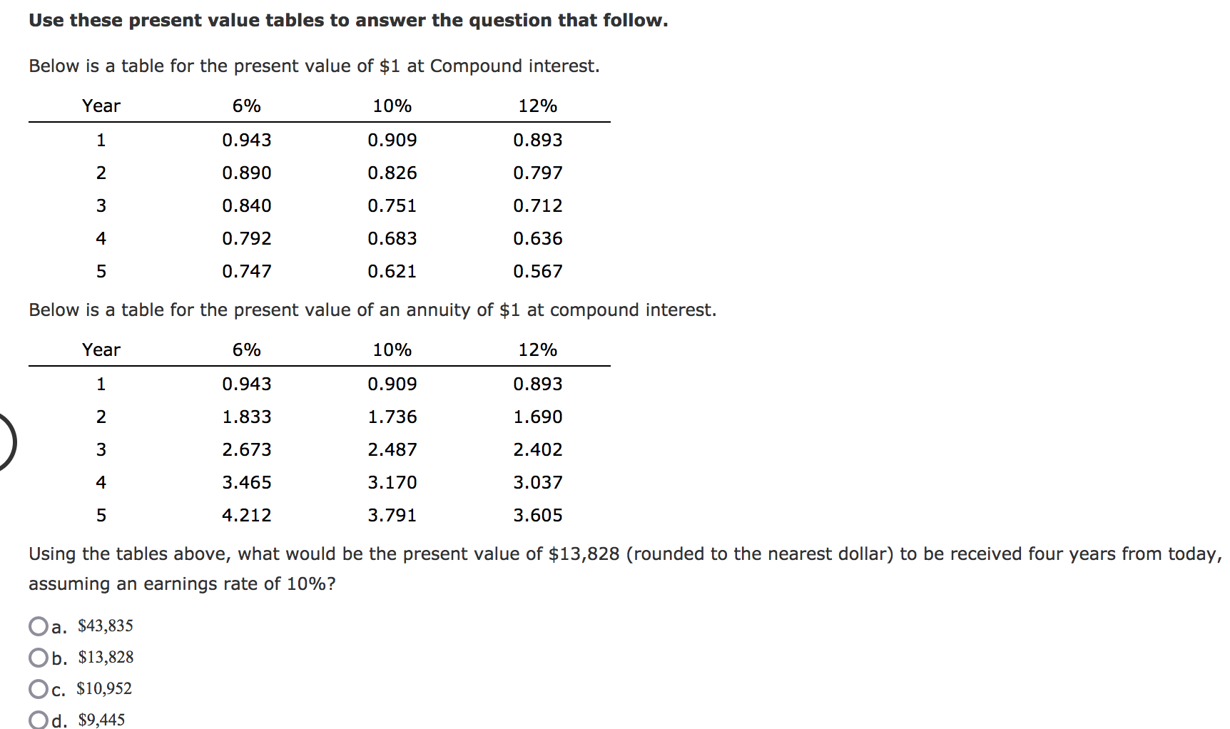 Solved Use these present value tables to answer the question | Chegg.com
