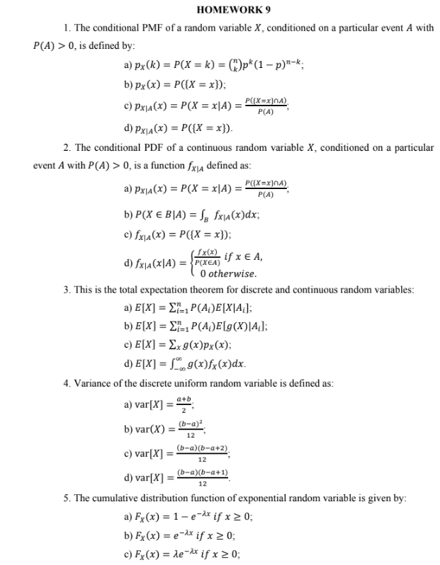 Solved HOMEWORK 9 1. The conditional PMF of a random | Chegg.com