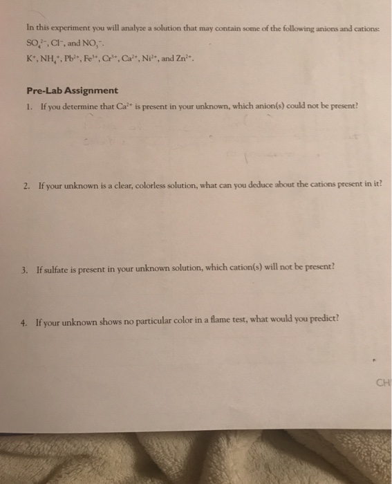 Solved In this experiment you will analyze a solution that | Chegg.com
