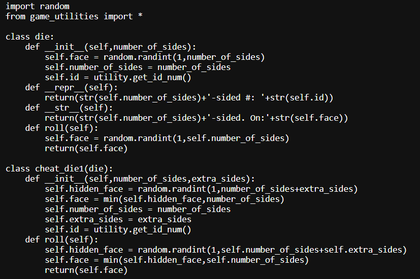 Solved 3. Create a new subclass of war_dice_game called | Chegg.com