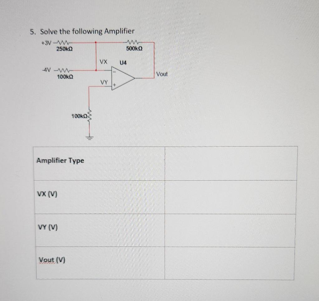 Solved 5. Solve the following Amplifier | Chegg.com