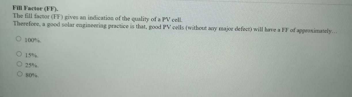 Solved Fill Factor (FF). The fill factor (FF) gives an | Chegg.com