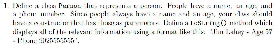 Solved Using Java How Would I Create A Class Personjava 0084