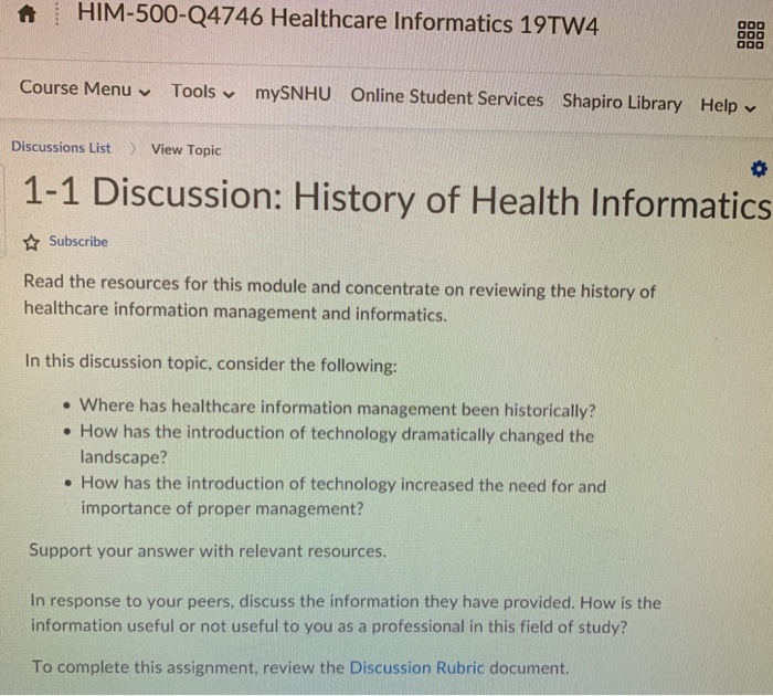 Solved HIM-500-Q4746 Healthcare Informatics 19TW4 000 000 | Chegg.com