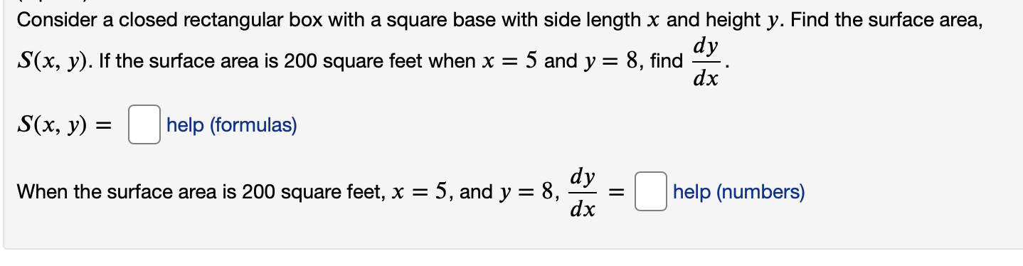 Solved Consider a closed rectangular box with a square base | Chegg.com