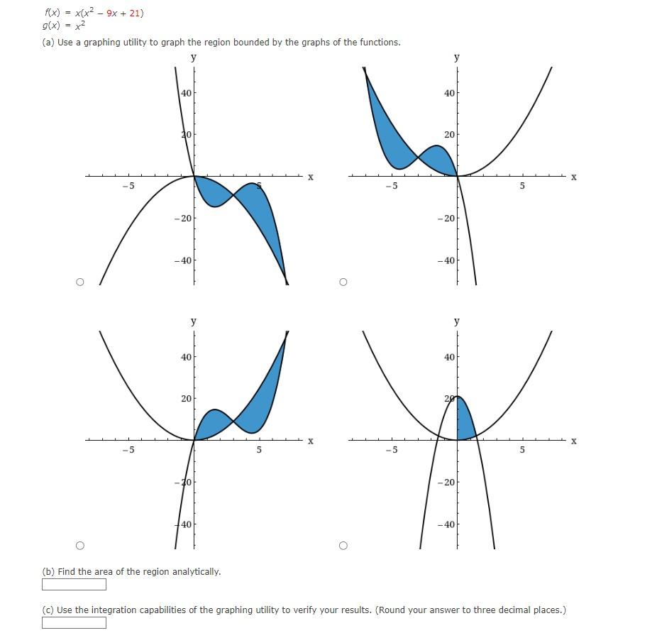 Solved f(x)g(x)=x(x2−9x+21)=x2 (a) Use a graphing utility to | Chegg.com
